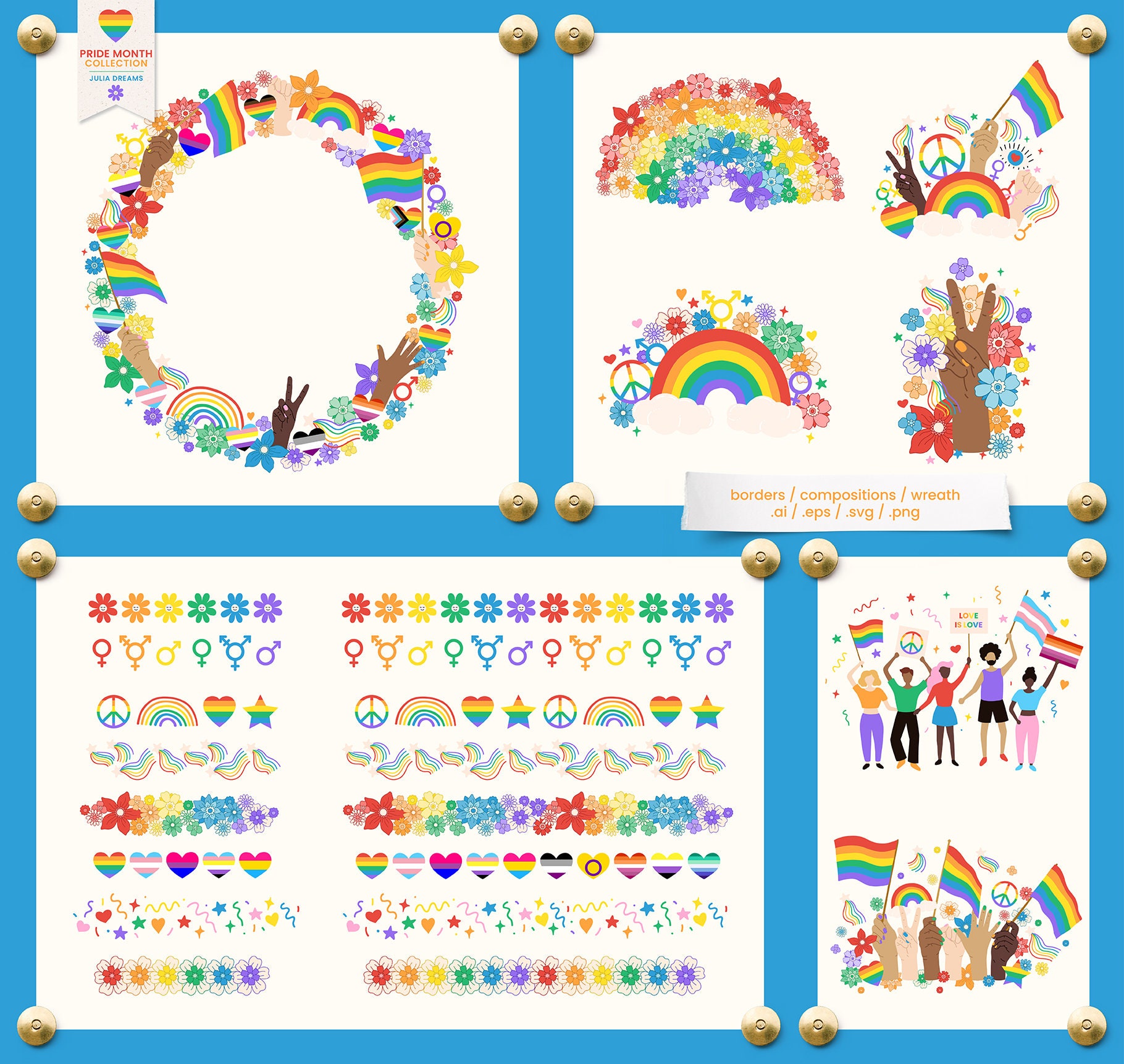 Pride Month Clipart LGBTQ Svg Bundle Download Digital | Etsy