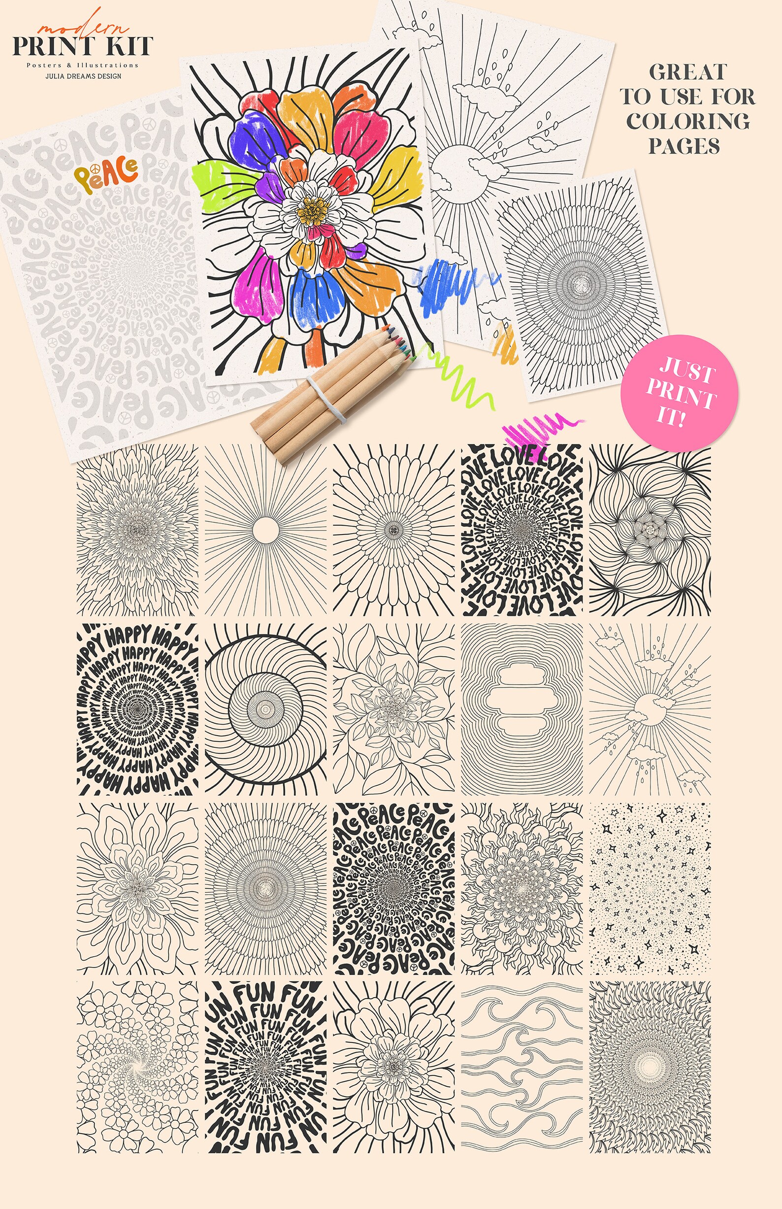 Modern Print Kit - Posters Illustrations - Printable - Digital Download ...