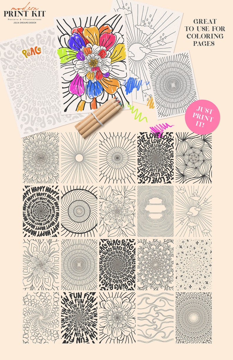 Modern Print Kit Posters Illustrations Printable Digital | Etsy