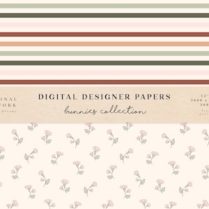 Cute Bunnies Digital Papers - Commercial Use - Scrapbook Paper ...