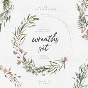 Wreath Set Watercolor - Digital Clipart - Individual PNG Files ...