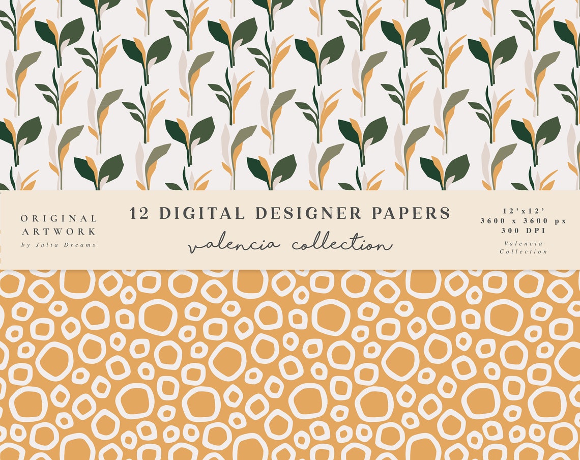 Valencia Digital Paper - Scrapbook Paper - Seamless Patterns - Digital ...