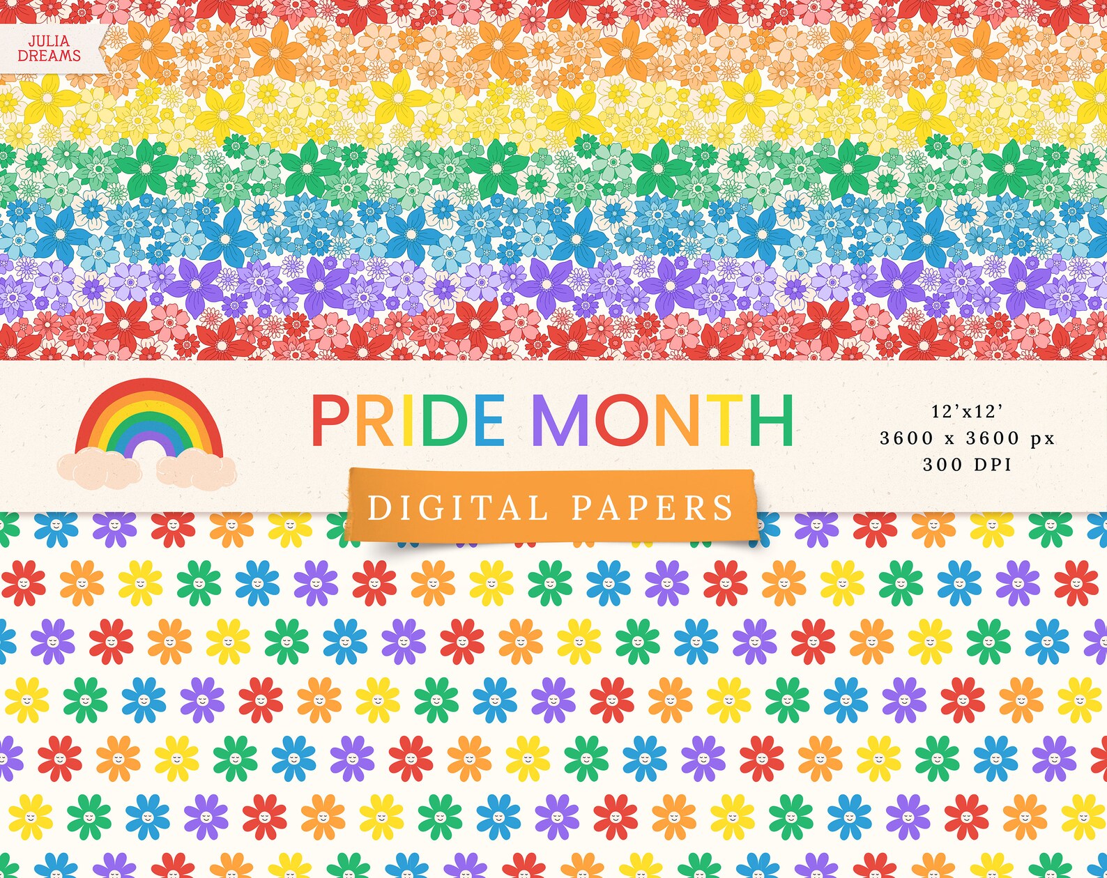 Pride Month Digital Papers - Commercial Use - Scrapbook Paper ...