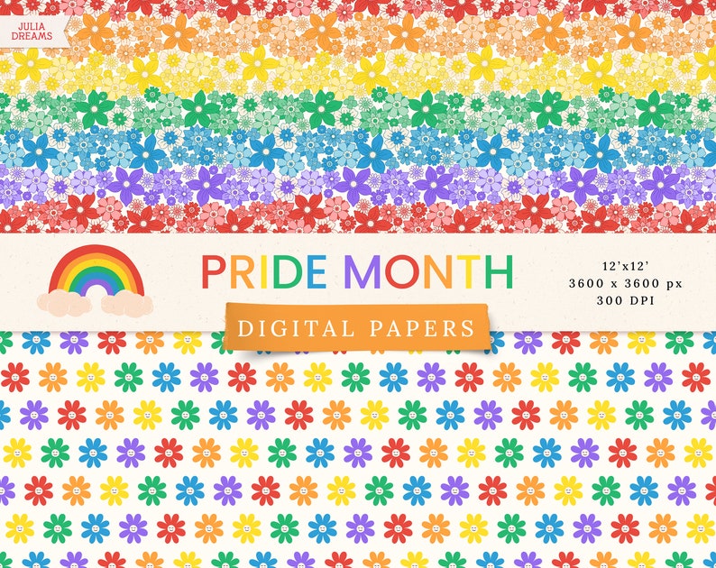Pride Month Digital Papers Commercial Use Scrapbook Paper - Etsy