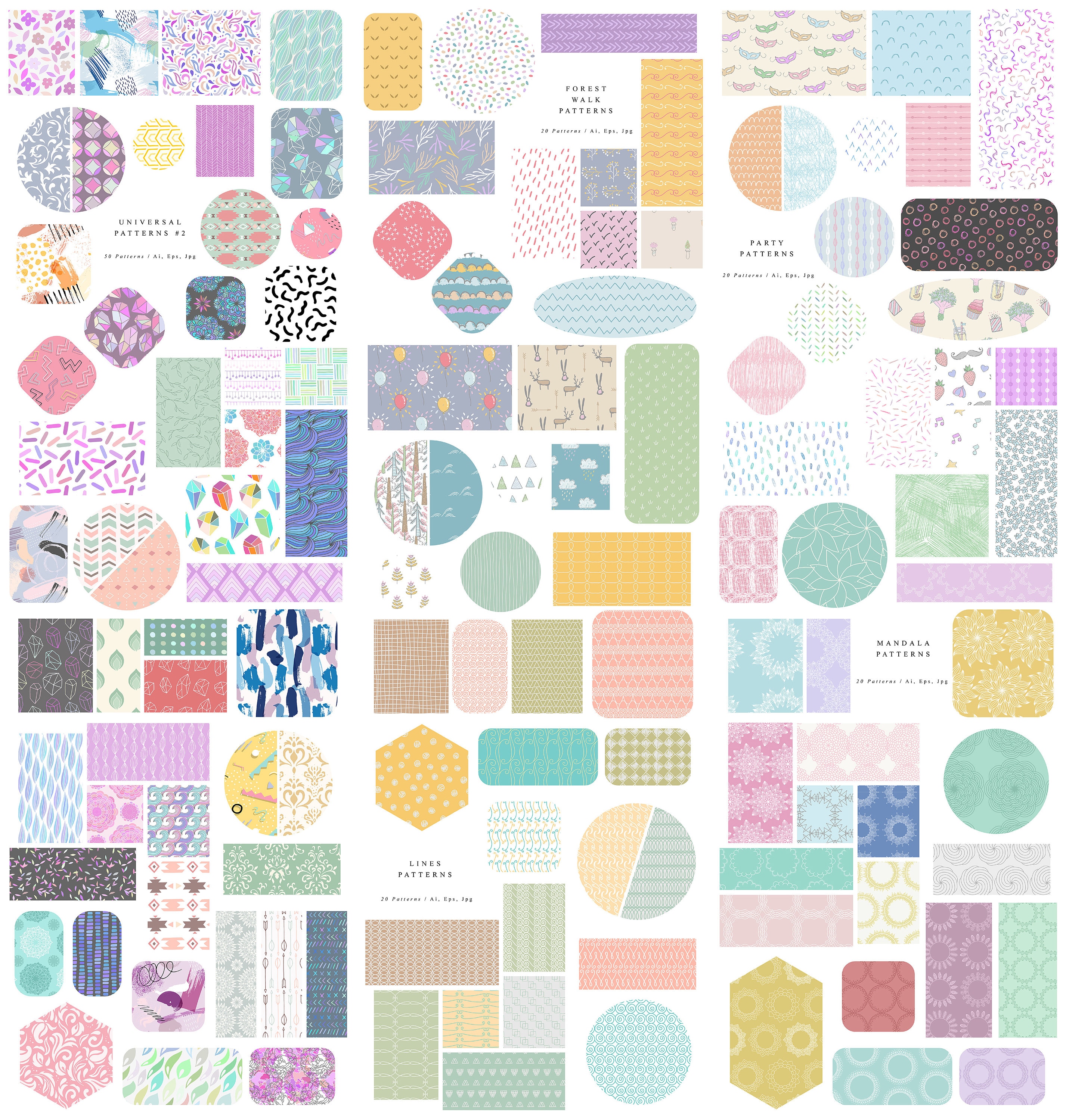 Digital Paper Bundle Seamless Patterns Printable Scrapbook - Etsy