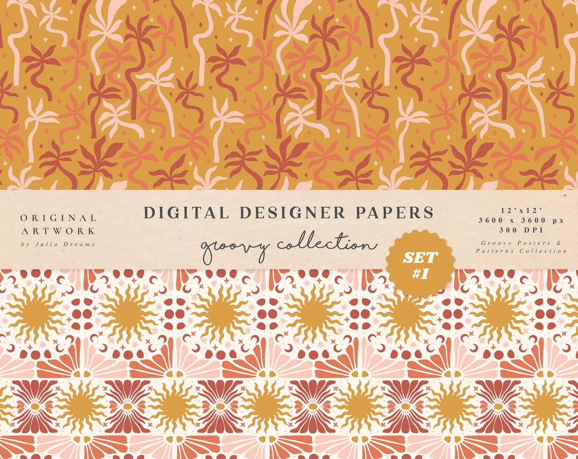 Boho Sun Digital Papers Commercial Use Scrapbook Paper - Etsy