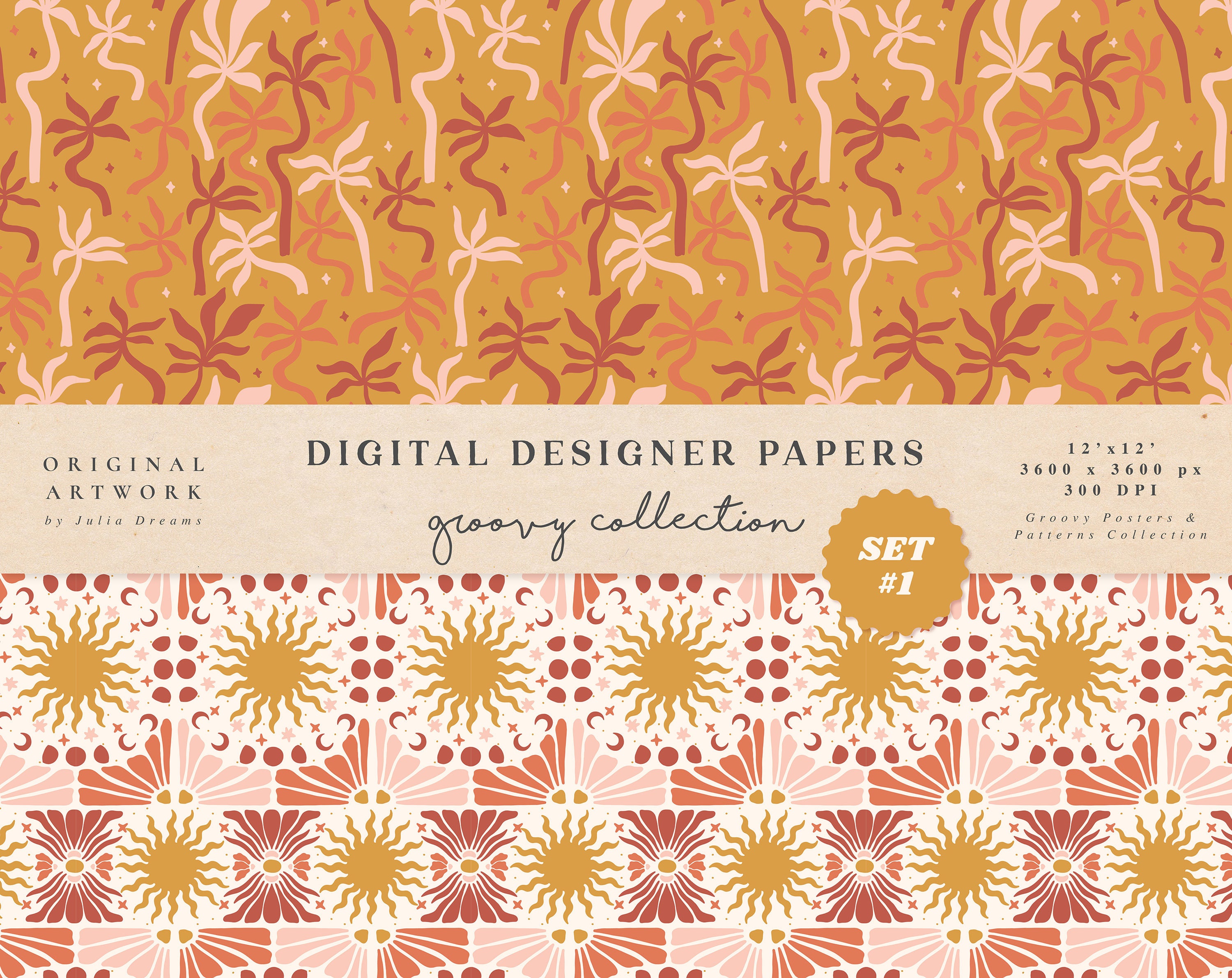 Boho Sun Digital Papers Commercial Use Scrapbook Paper - Etsy