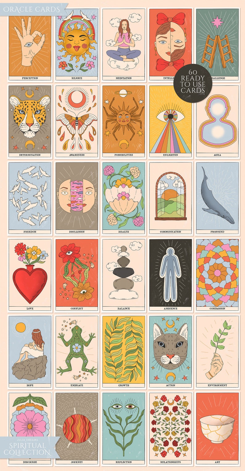 Digital Oracle Cards Digital Stickers Digital Planner Deck - Etsy