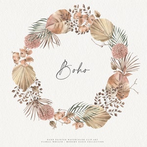 Watercolor Floral Wreath - Digital Clipart - Individual PNG Files ...