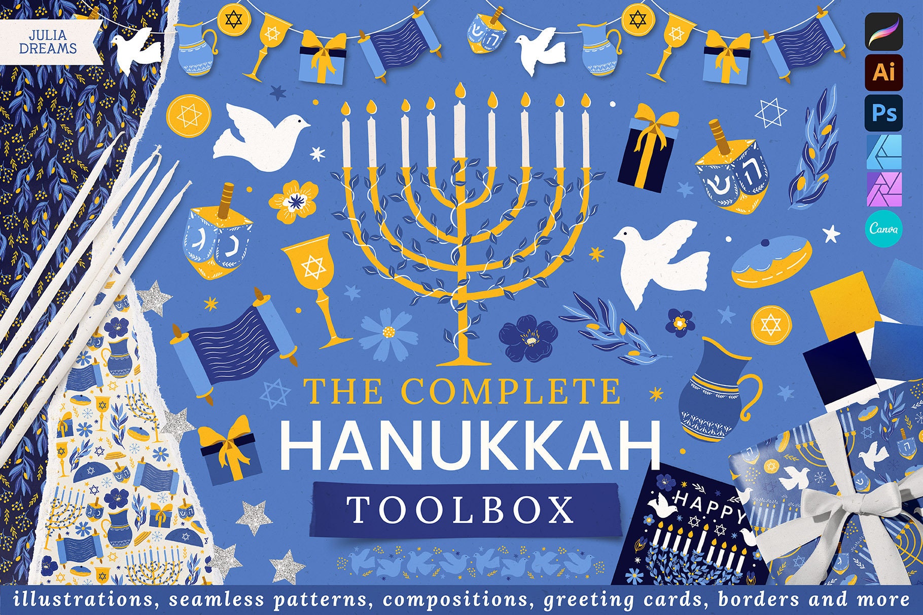 Hanukkah Clipart Digital Download Digital Papers Instant - Etsy