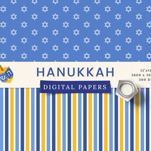 Hanukkah Digital Papers - Commercial Use - Scrapbook Paper - Seamless ...