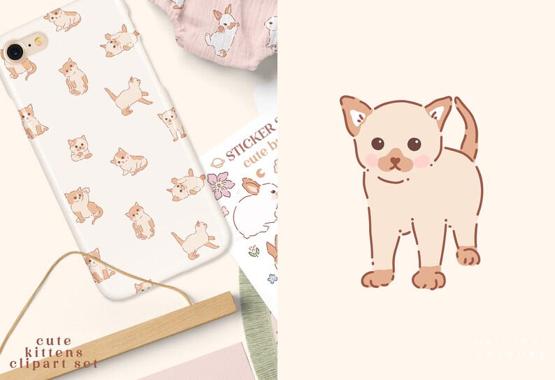 Cute Kittens Clipart - Individual PNG Files - Logo Elements - Wedding ...