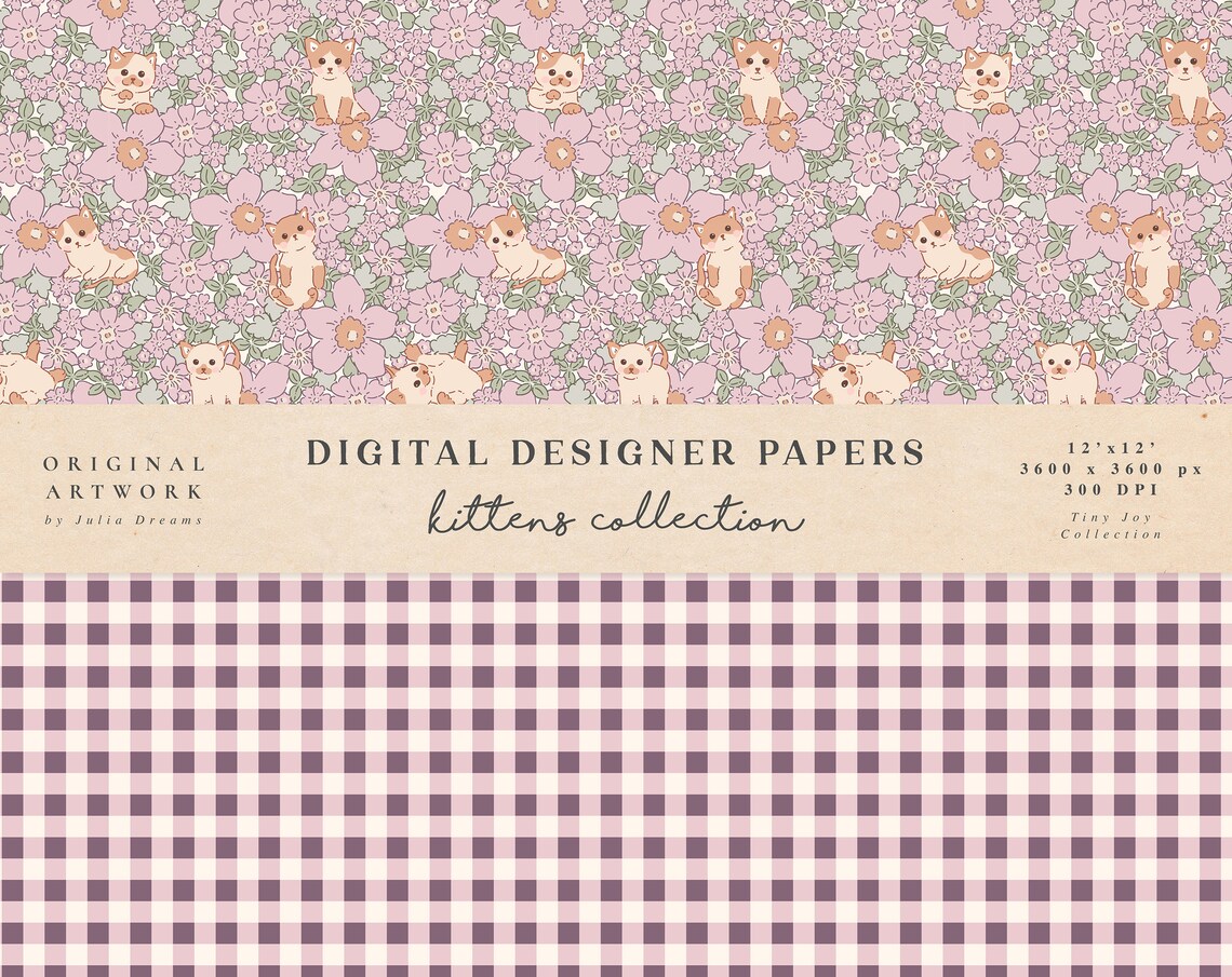 Cute Kittens Digital Papers - Commercial Use - Scrapbook Paper ...