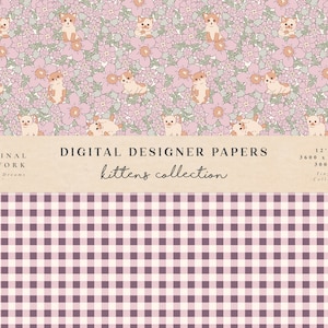 Cute Kittens Digital Papers Commercial Use Scrapbook Paper Seamless ...