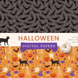 Halloween Digital Papers - Commercial Use - Scrapbook Paper - Seamless ...