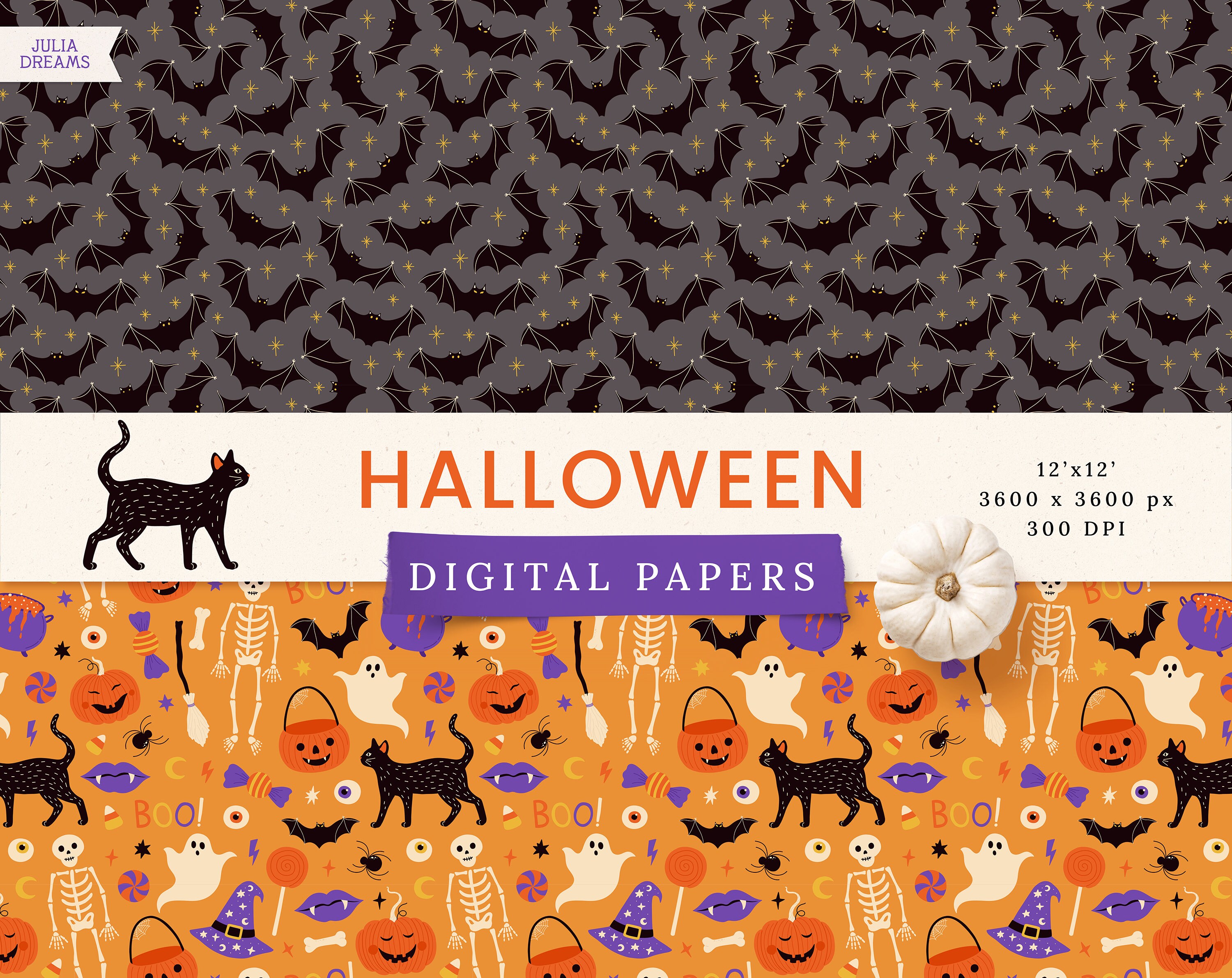 Halloween Digital Papers Commercial Use Scrapbook Paper - Etsy