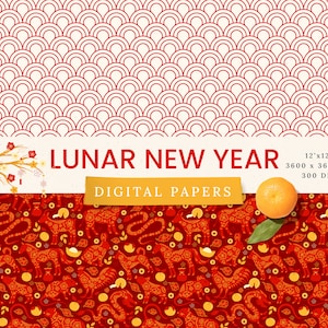 Lunar New Year Chinese Digital Papers - Commercial Use - Scrapbook ...