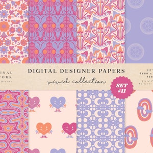 70s Groovy Digital Papers - Commercial Use - Scrapbook Paper - Seamless ...