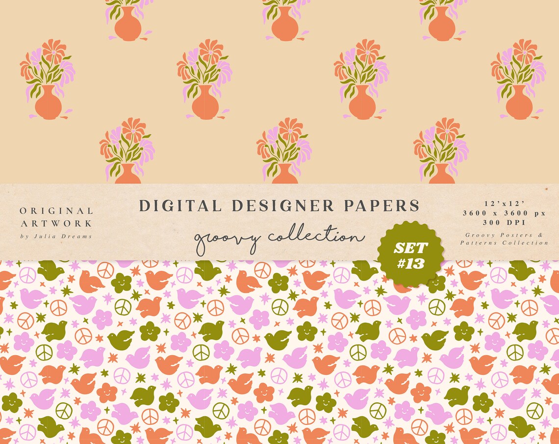 Peace Digital Papers - Commercial Use - Scrapbook Paper - Seamless ...
