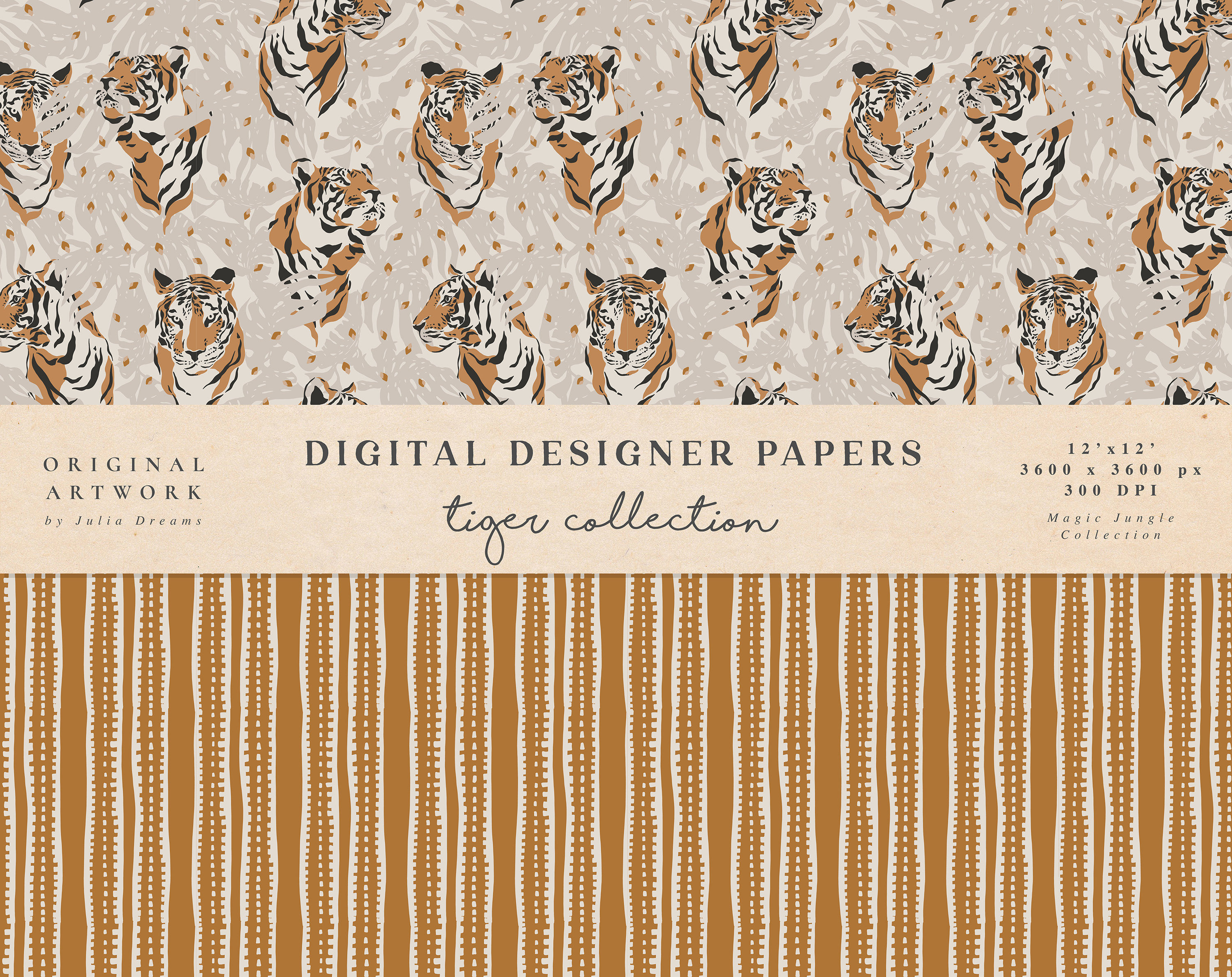 Tiger Digital Papers - Commercial Use - Scrapbook Paper - Seamless ...