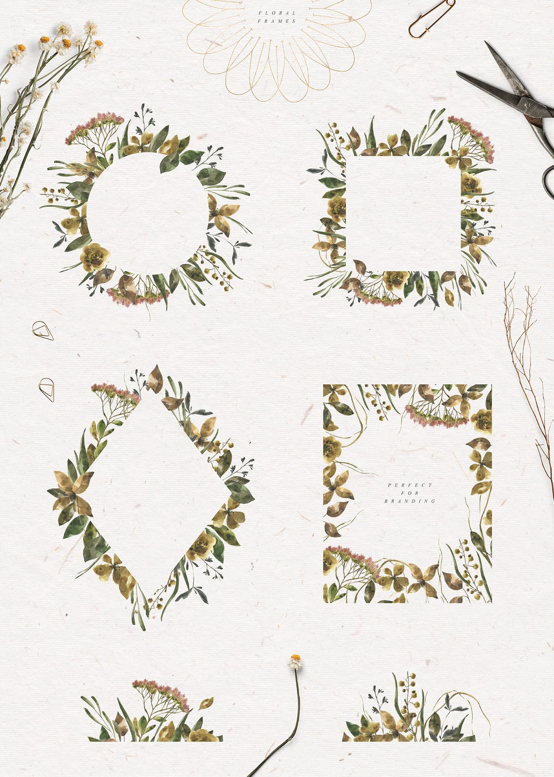 Herbarium Digital Clipart - Individual PNG Files - Watercolor Wedding ...