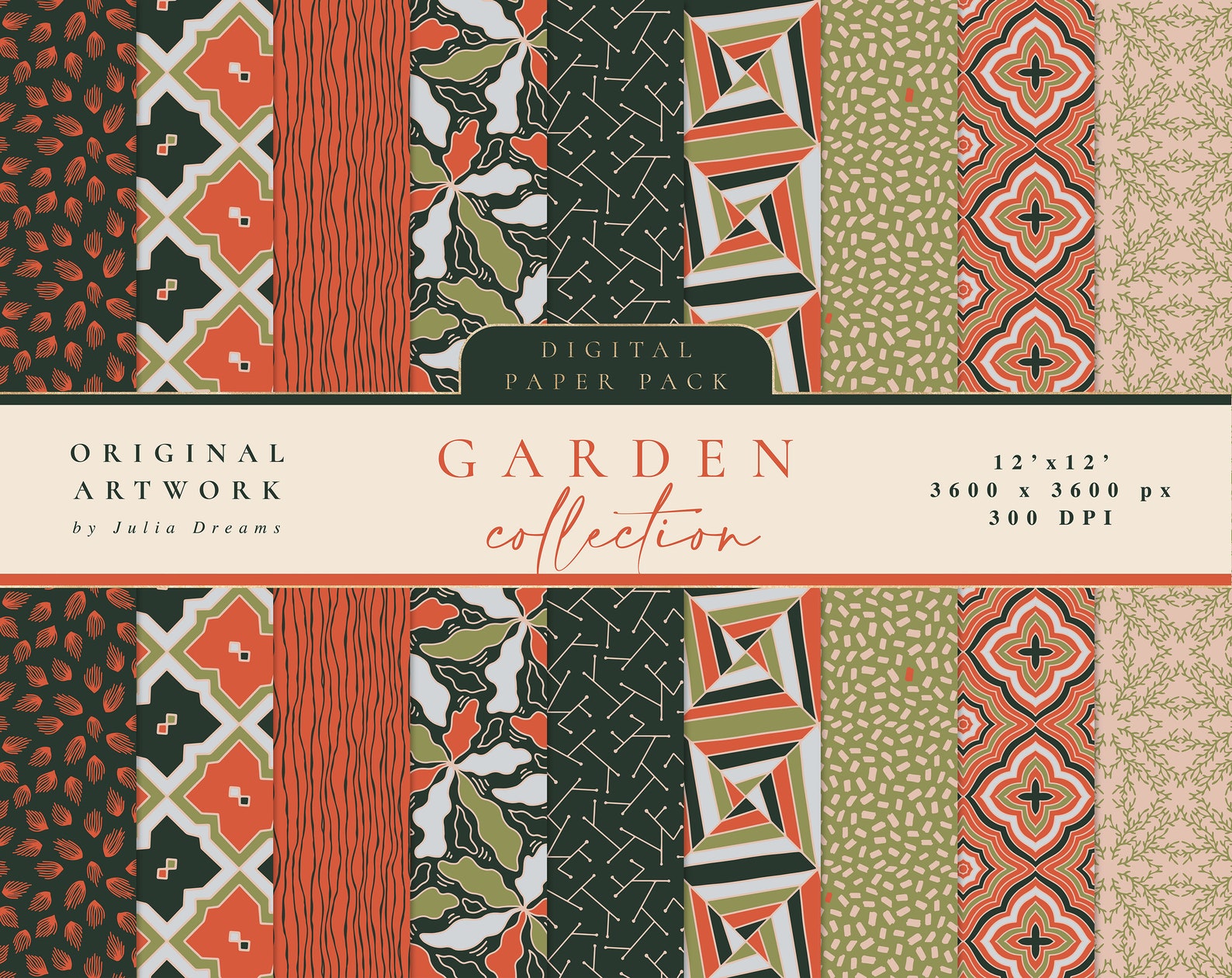 Garden Digital Paper - Scrapbook Paper - Seamless Patterns - Digital ...