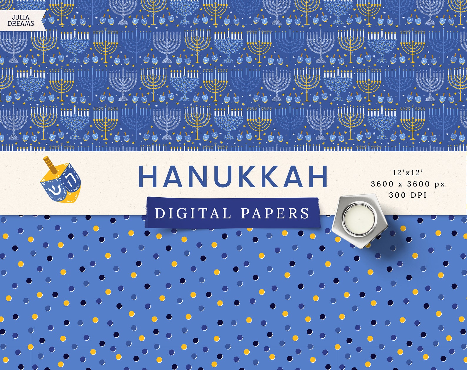 Hanukkah Digital Papers - Commercial Use - Scrapbook Paper - Seamless ...