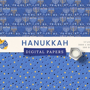 Hanukkah Digital Papers - Commercial Use - Scrapbook Paper - Seamless ...