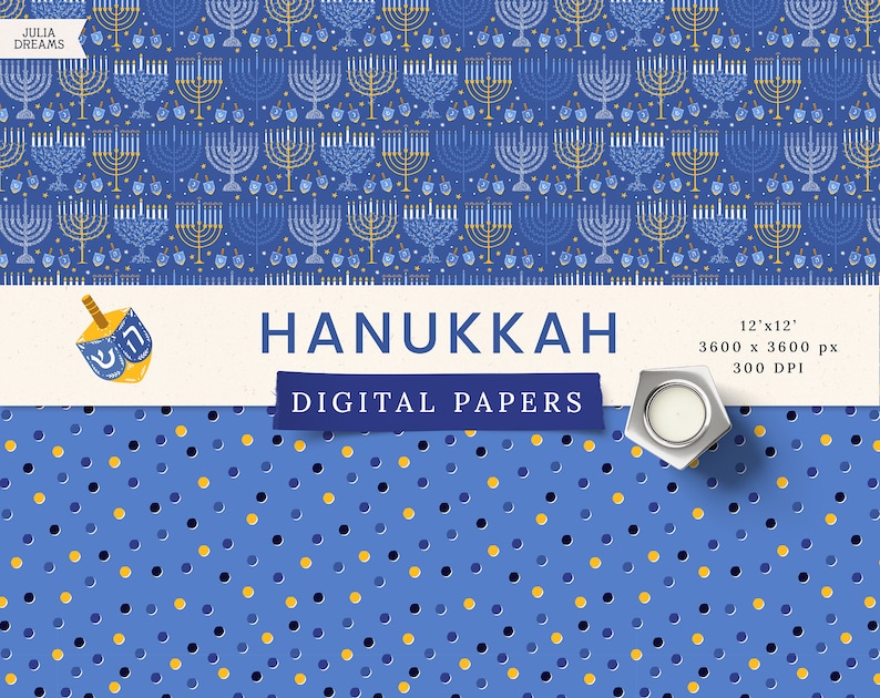 Hanukkah Digital Papers Commercial Use Scrapbook Paper - Etsy