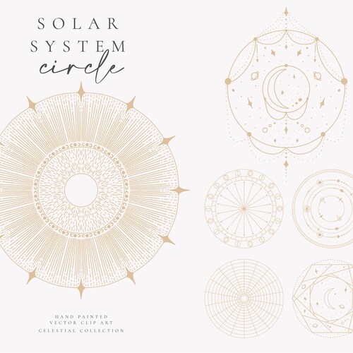 Solar System Art Celestial Mandala Circle Moon Phase - Etsy