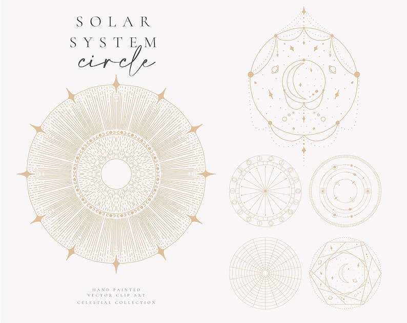 Solar System Art Celestial Mandala Circle Moon Phase - Etsy