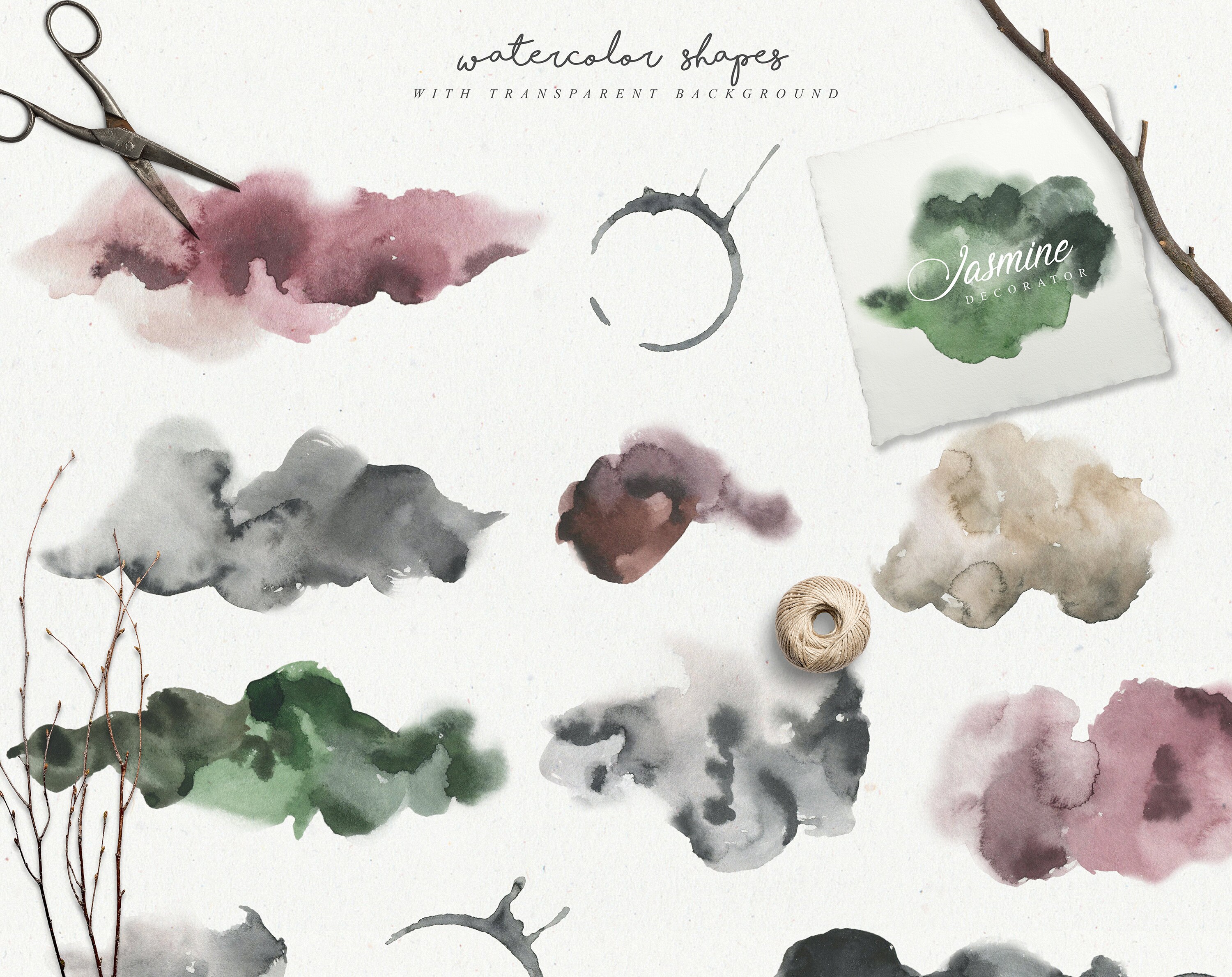 Watercolor Shapes - Clipart Splashes - Watercolor Backgrounds - Wedding ...
