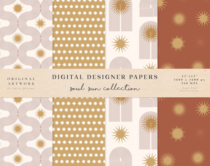 Soul Sun Digital Paper Modern Scrapbook Paper Seamless | Etsy