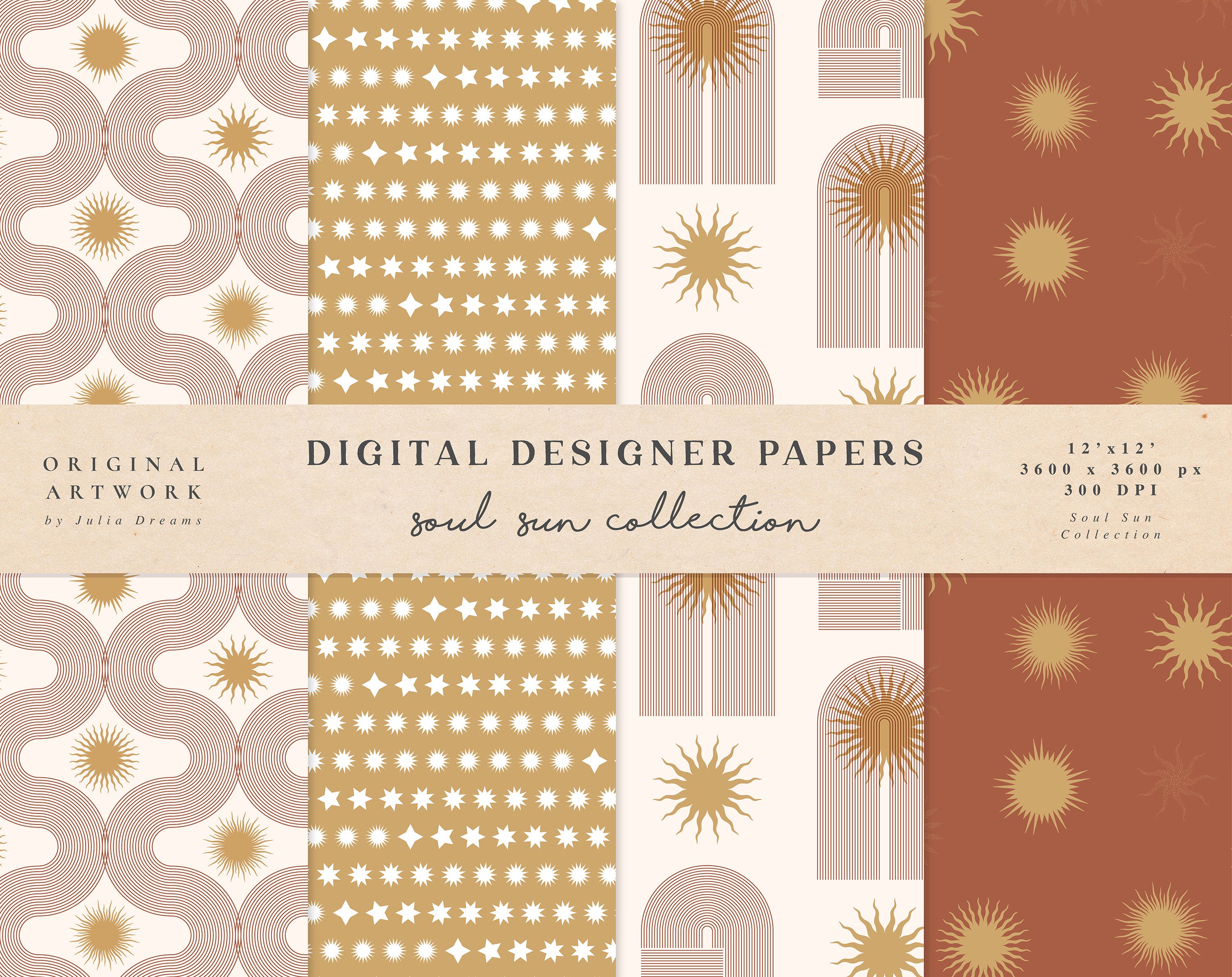Soul Sun Digital Paper Modern Scrapbook Paper Seamless - Etsy