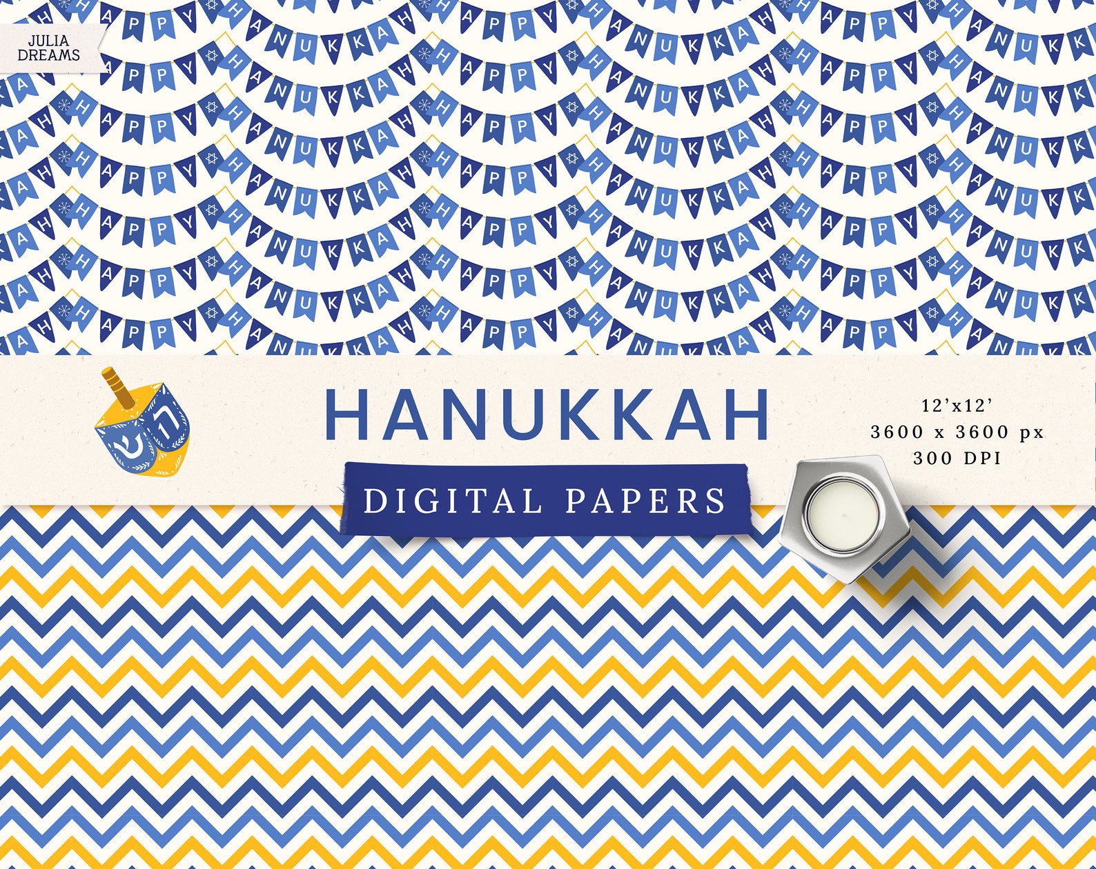 Hanukkah Digital Papers Commercial Use Scrapbook Paper - Etsy
