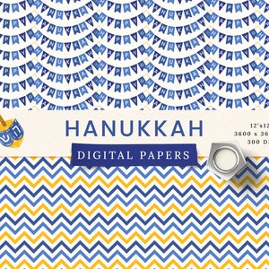 Hanukkah Digital Papers - Commercial Use - Scrapbook Paper - Seamless ...