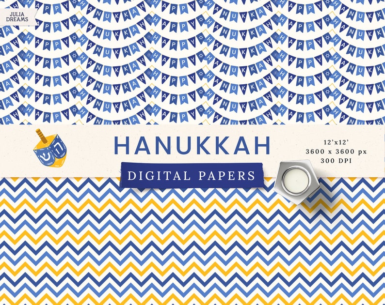 Hanukkah Digital Papers Commercial Use Scrapbook Paper - Etsy