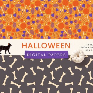 Halloween Digital Papers - Commercial Use - Scrapbook Paper - Seamless ...