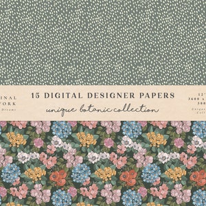 Unique Botanic Digital Paper Set - Scrapbook Paper - Seamless Patterns ...