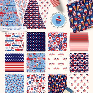 4th of July Digital Papers - Commercial Use - Scrapbook Paper ...