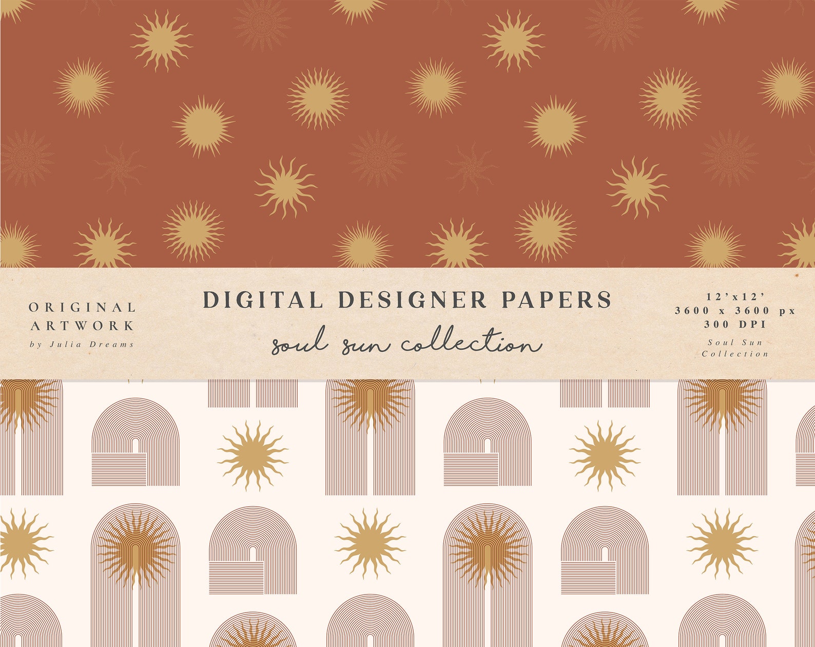 Soul Sun Digital Paper Modern Scrapbook Paper Seamless | Etsy