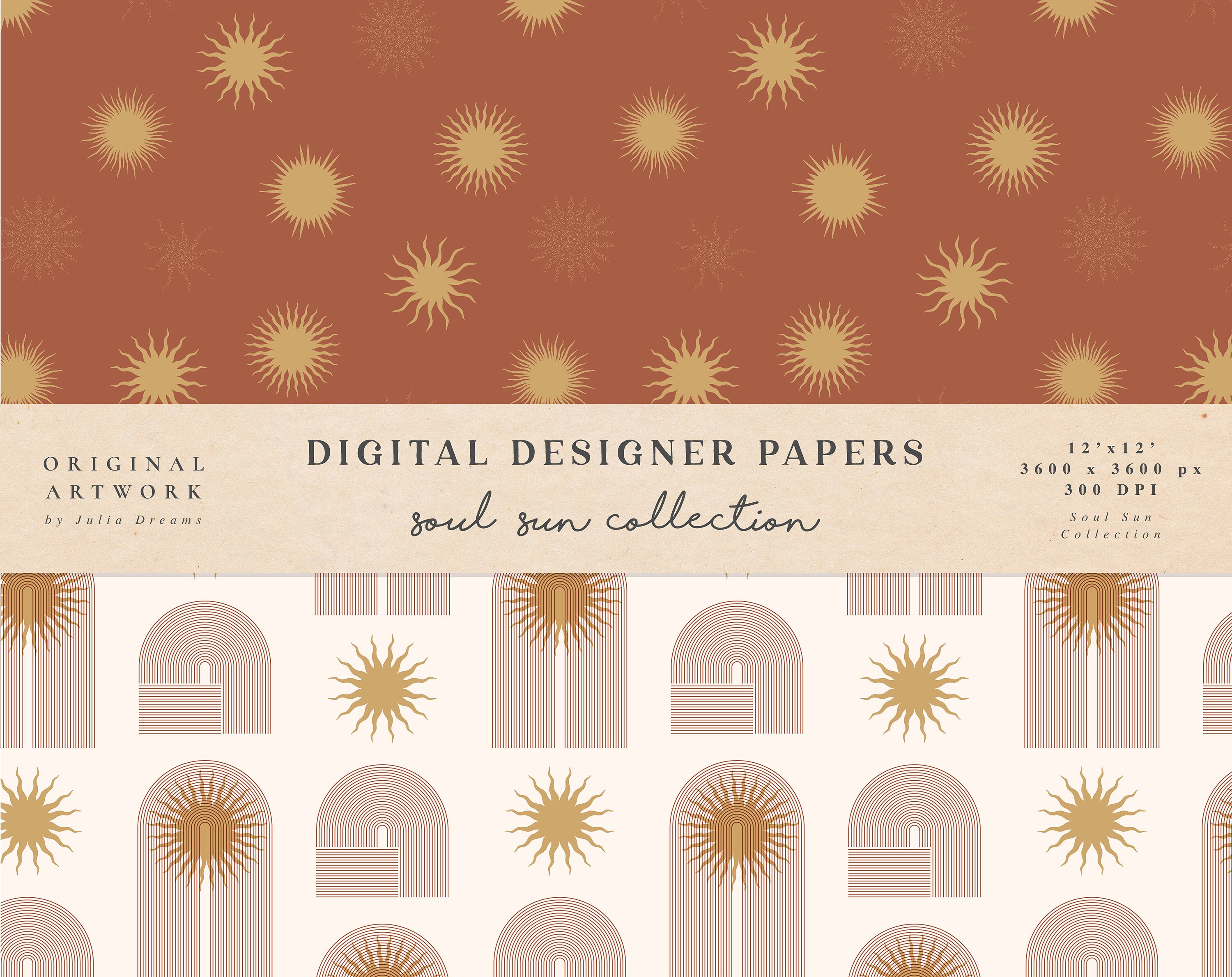 Soul Sun Digital Paper Modern Scrapbook Paper Seamless | Etsy