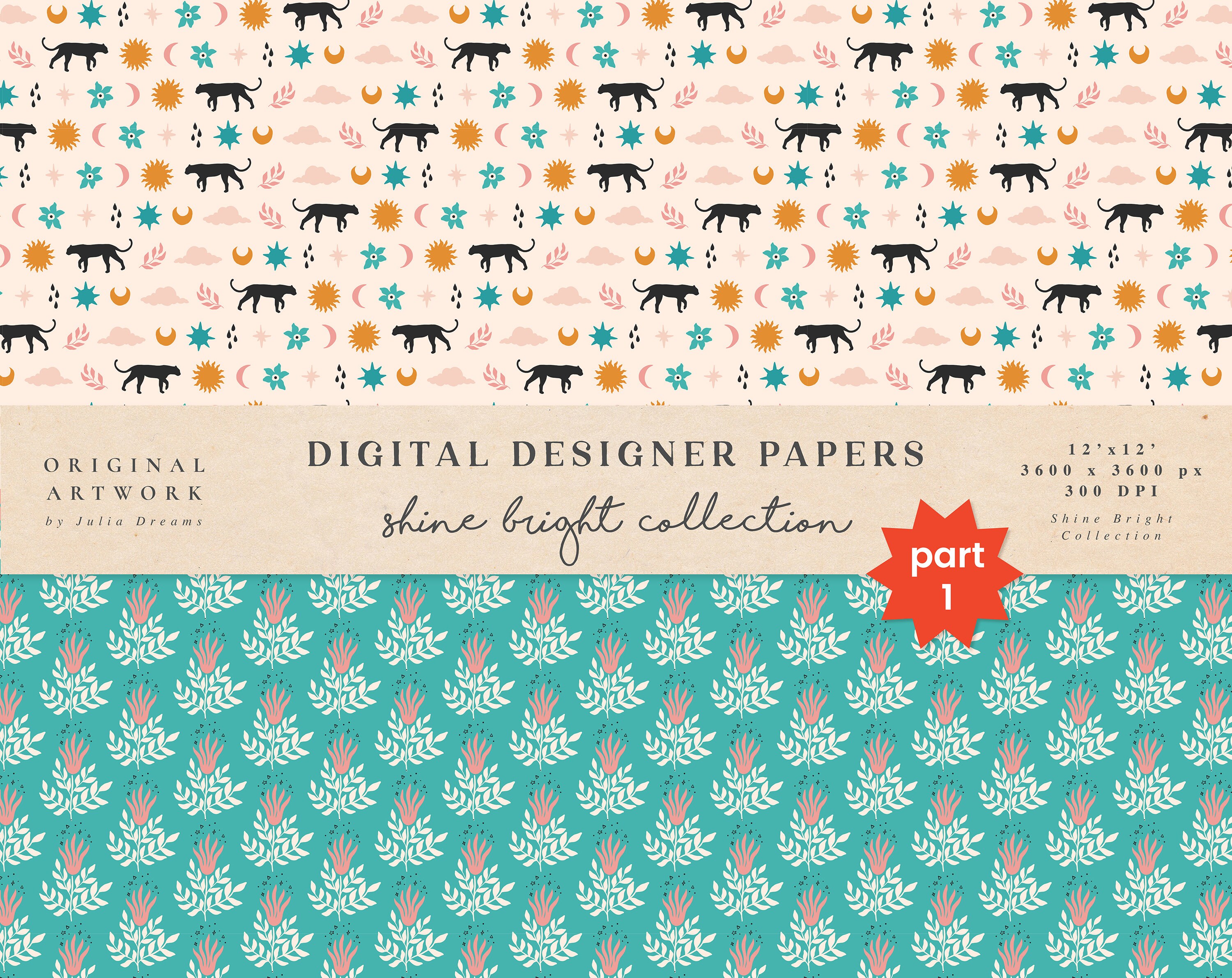 Shine Bright Digital Paper Set Sun Scrapbook Paper - Etsy