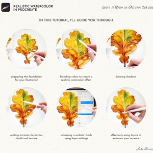 Tutorial Realistic Watercolor in Procreate Autumn Oak Leaf - Procreate Watercolor - Drawing ...