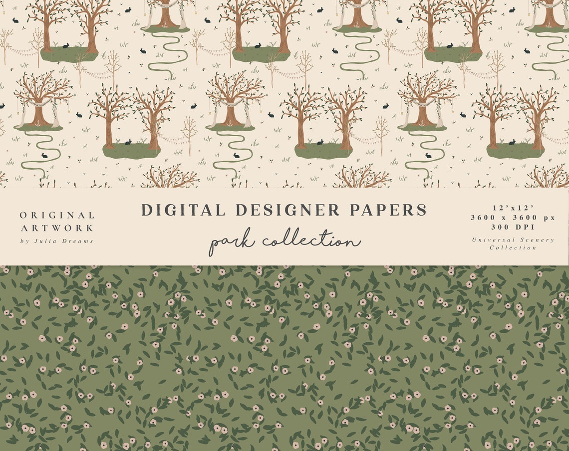 Park Digital Paper Set Scrapbook Paper Seamless Patterns - Etsy