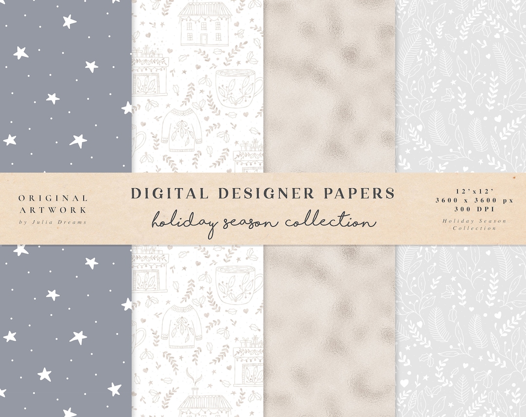 Holiday Digital Paper - Scrapbook Papers - Seamless Patterns - Digital ...