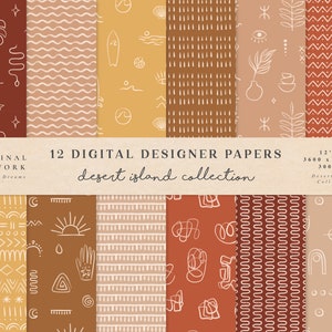 Desert Island Digital Paper Set - Scrapbook Paper - Seamless Patterns ...