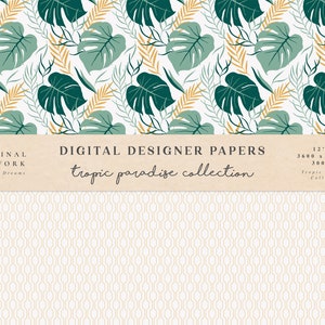 Tropic Paradise Digital Paper - Scrapbook Paper - Seamless Patterns ...