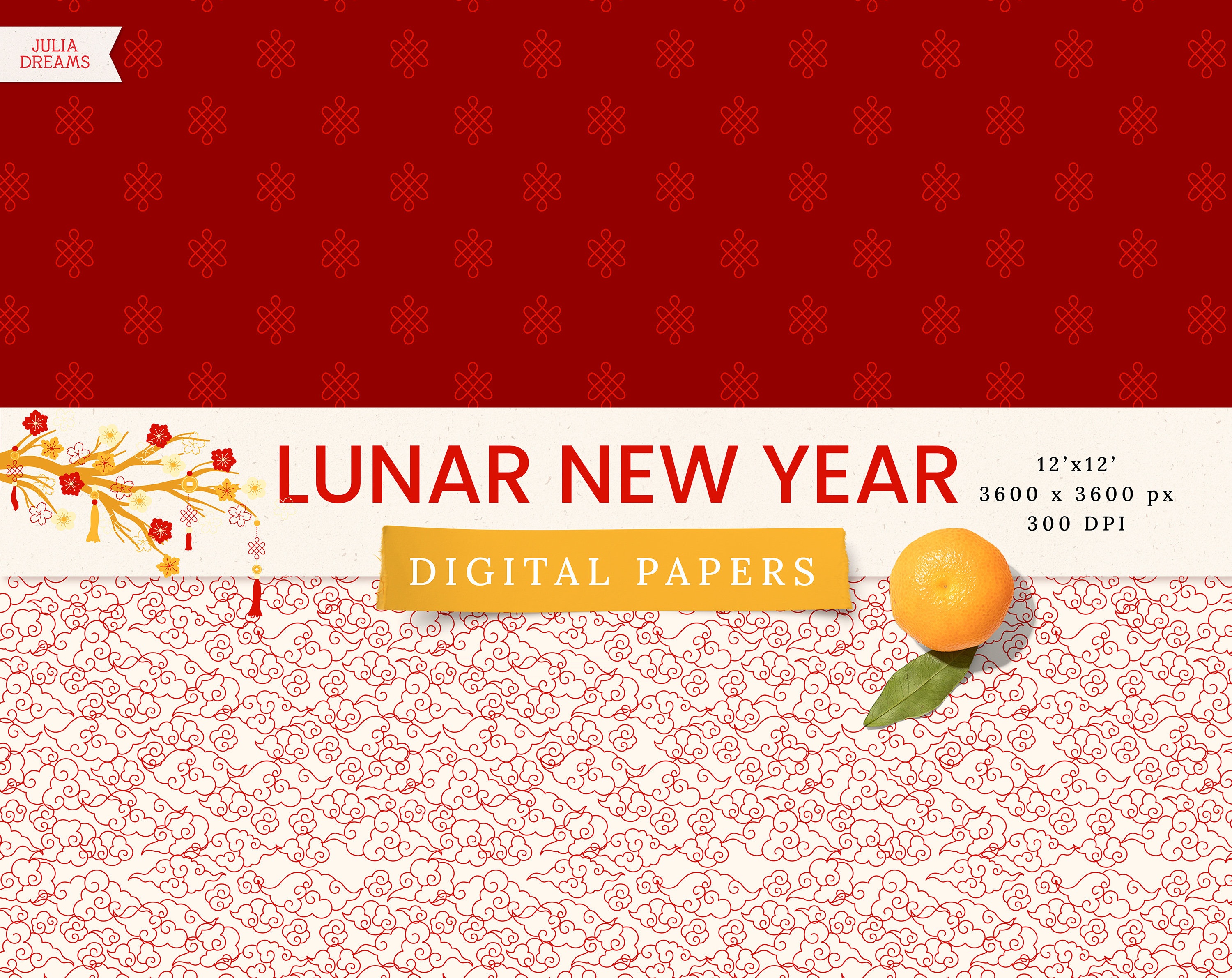 Lunar New Year Chinese Digital Papers Commercial Use - Etsy