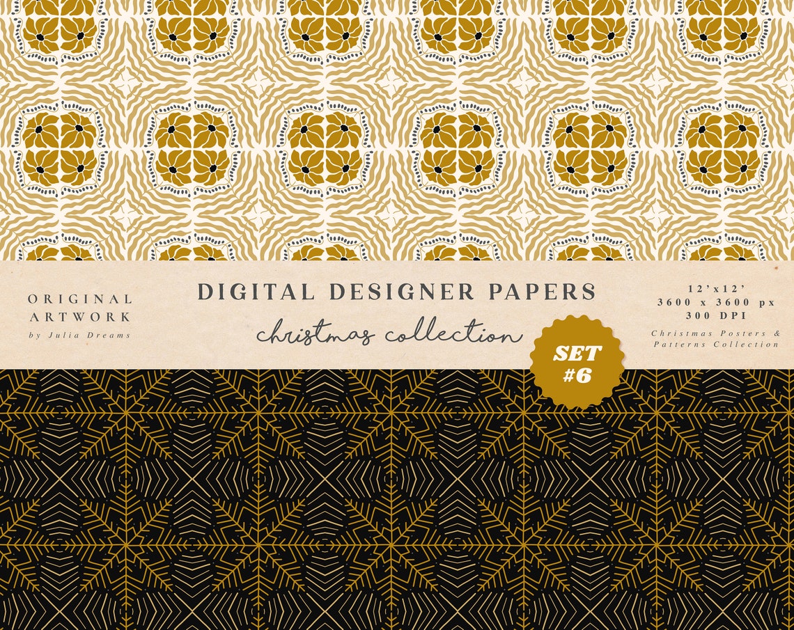 Gold New Year Digital Paper Set Scrapbook Paper Seamless - Etsy